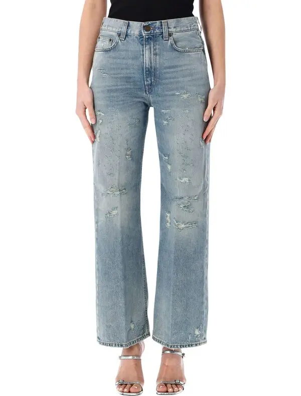 HAIKURE Relaxed Straight-leg Distressed Jeans - Broken Celestial