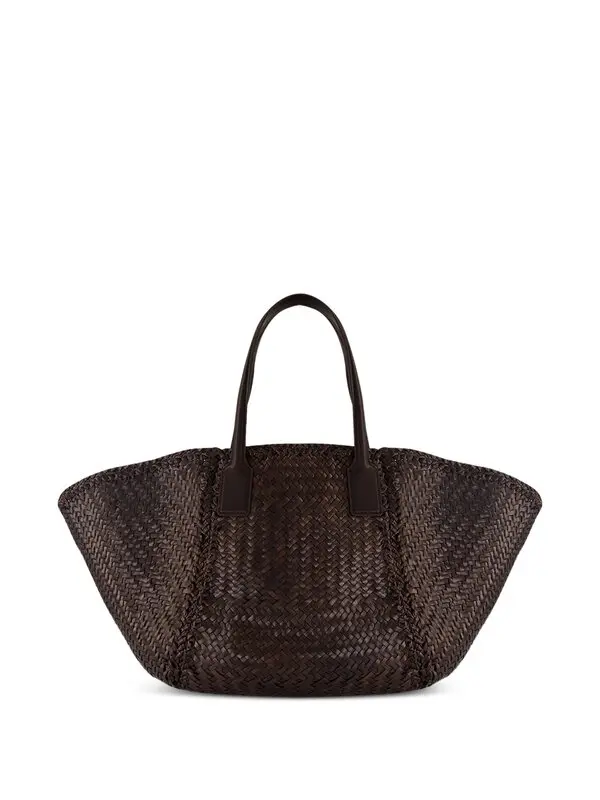 Dragon Diffusion Woven Leather Tote With St. Christopher Medallion - Marrone