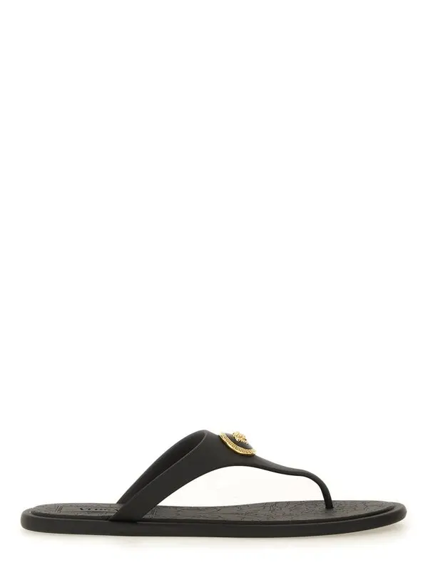 Versace Alia Flat Sandals - Black