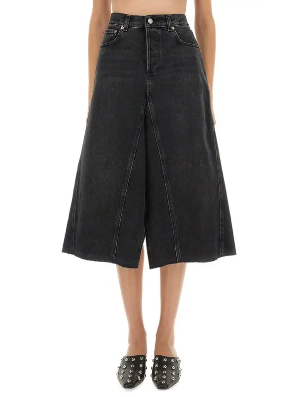 HAIKURE Denim Midi Skirt - Black