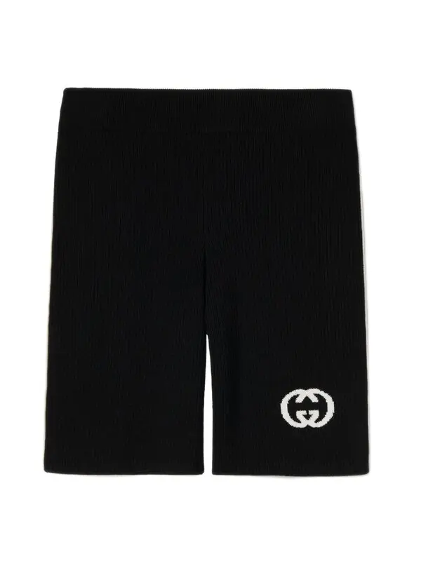 Gucci Fine Rib Interlocking G Intarsia Mini Shorts Size - Black