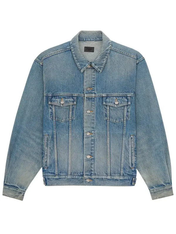 Saint Laurent Classic Denim Jacket With Pointed Collar - Blue
