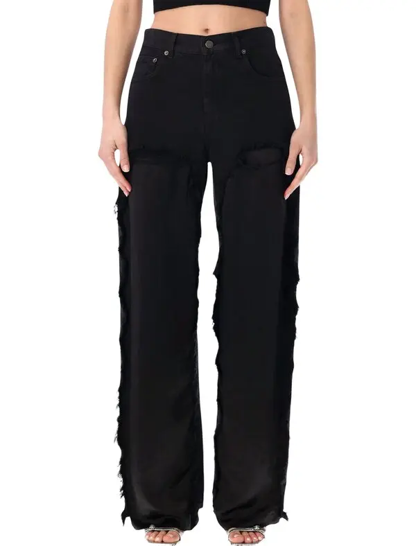 HAIKURE Straight Leg Trousers With Satin Paneled Details - Carbon