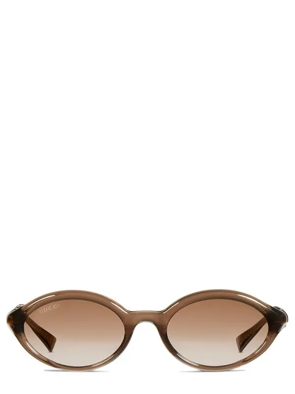 Gucci Translucent Acetate Oval Frame Sunglasses With Bamboo Motif - Marrone