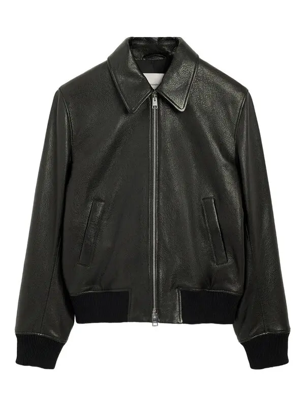 AMI Paris Zip-front Leather Jacket - Noir