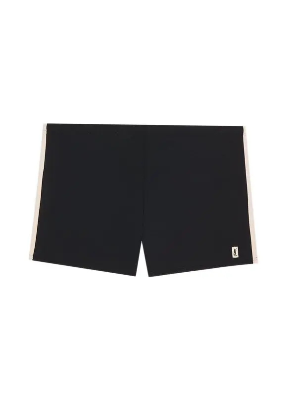 Saint Laurent Contrast Piping Embroidered Hem Mini Couture - Black