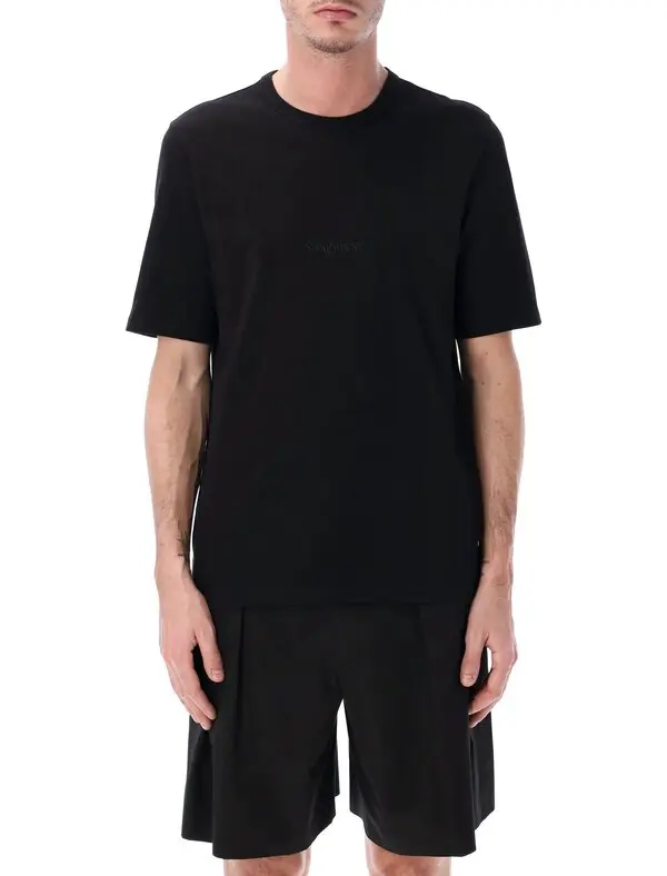 Saint Laurent Tonal Logo Crewneck T-shirt - Black