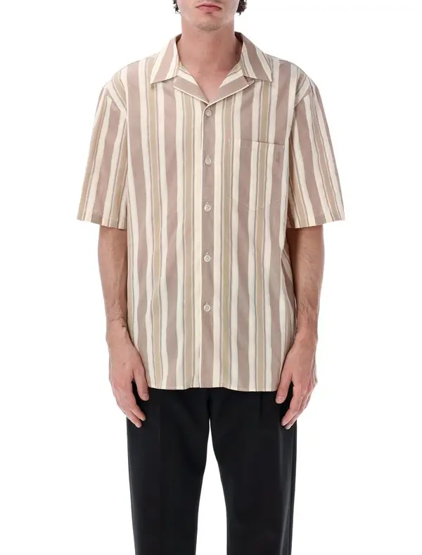 Saint Laurent Striped Cotton T-shirt For - Brown Striped