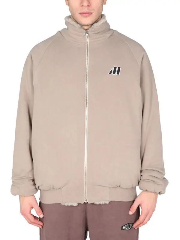 MOUTY Nyc" Cotton And Faux Fur Reversible Sweatshirt With Embroidered Logo - Beige