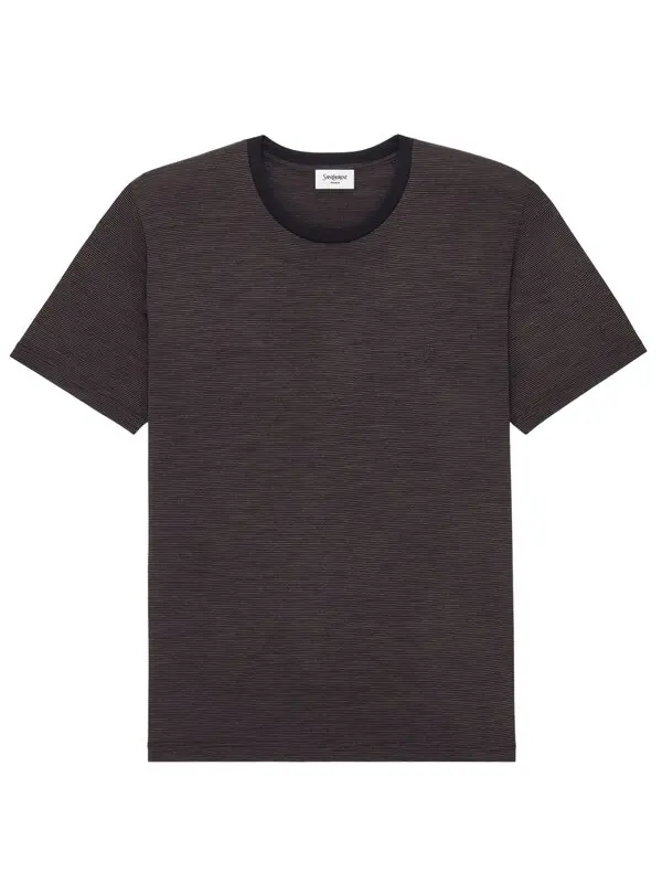 Saint Laurent Cassandre T-shirt In Striped Wool