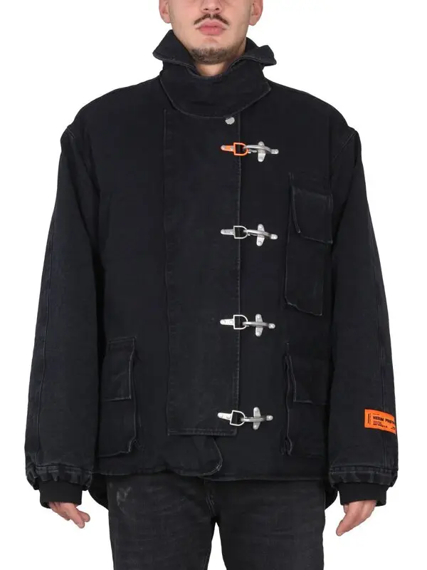 Heron Preston Toggle-fastening Denim Jacket - Black