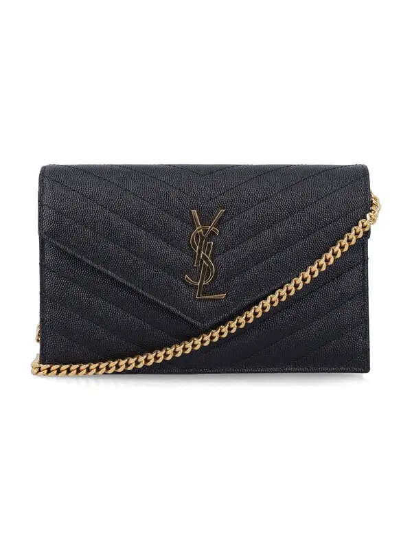 Saint Laurent Mini Snap Button Chain Bag - Nero