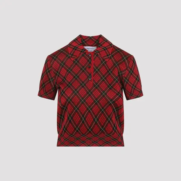 Alexander McQueen Argyle Knit Polo Shirt - Red