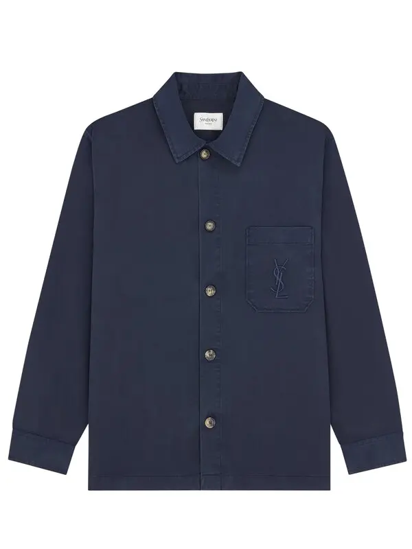 Saint Laurent Cotton Lined Button-up Jacket - Blu
