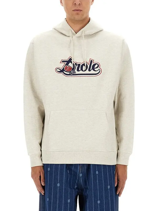 Drole De Monsieur Cotton Hooded Sweatshirt - Grey