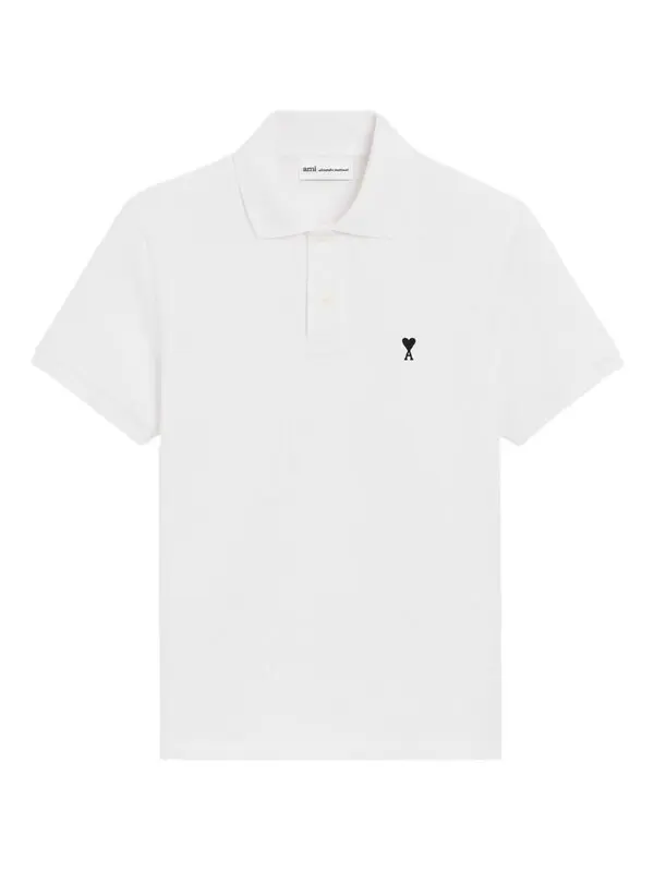 AMI Paris Cotton Short Sleeves De Coeur Polo Shirt - White