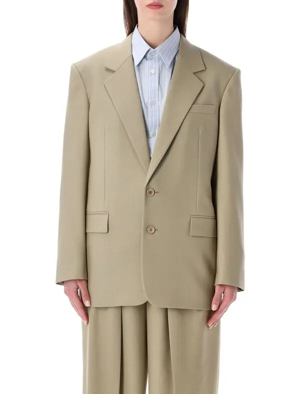 Saint Laurent Tailored Wool And Silk Blend Single-breasted Jacket - Beige