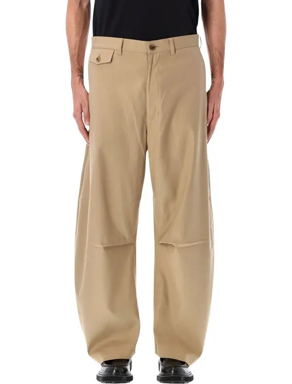 Comme Des Garçons Straight Cotton Pleated Front Pants