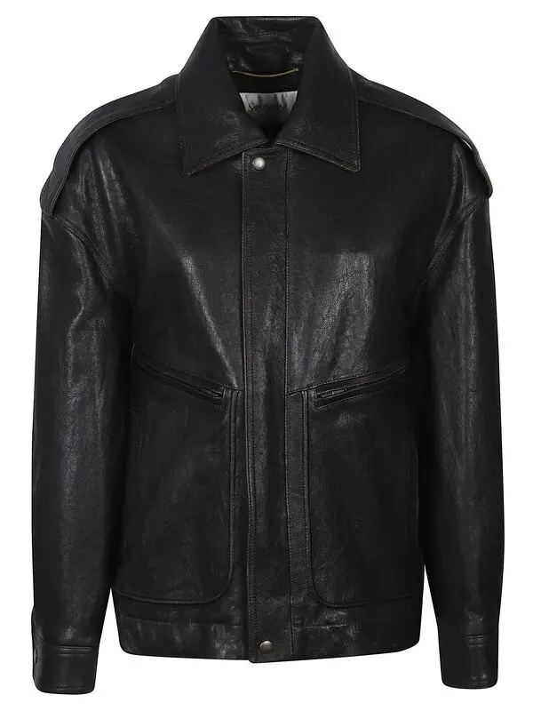 Saint Laurent Pointed Collar Leather Jacket