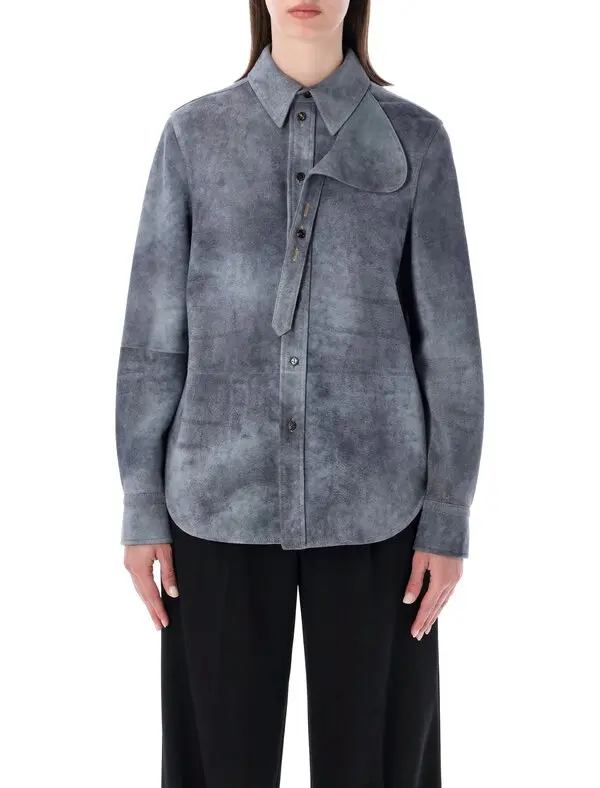 Bottega Veneta Silk Shirt With Detachable Throat Tie - Cloudy Indigo