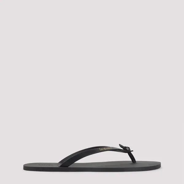 Saint Laurent Smooth Leather Pool Flip-flops - Black
