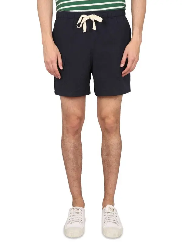 Howlin' Textured Bermuda Shorts With Elastic Waistband - Blue