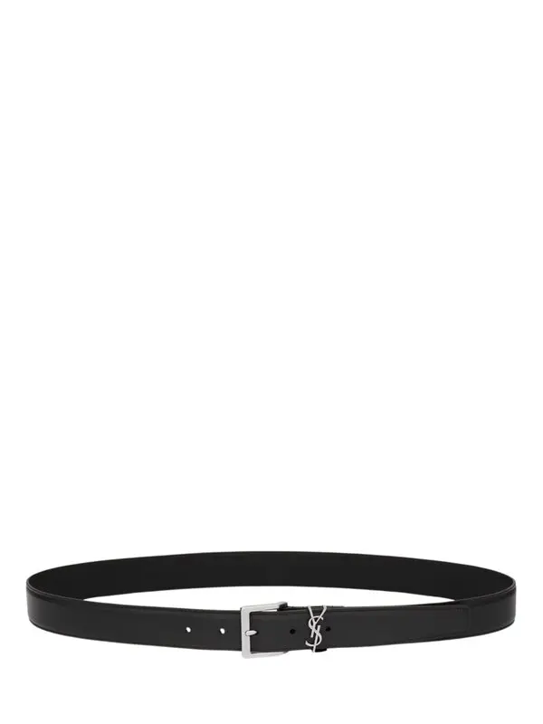 Saint Laurent Cassandre Vadim Belt In Smooth Leather