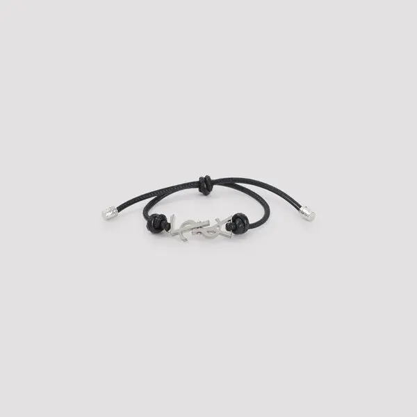 Saint Laurent Leather And Metal Bracelet - Black