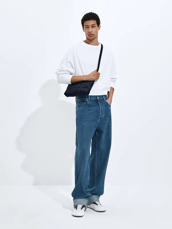 Bottega Veneta Medium Washed Wide Leg Jeans - Blue