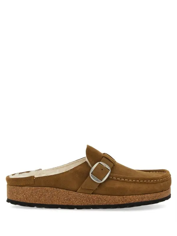 BIRKENSTOCK Shearling Buckled Slip-on Sandals