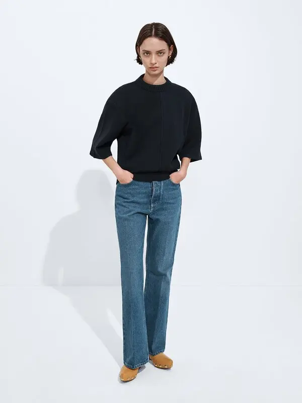 Bottega Veneta Medium Wash High-waist Jeans With Intrecciato Motif - Blu