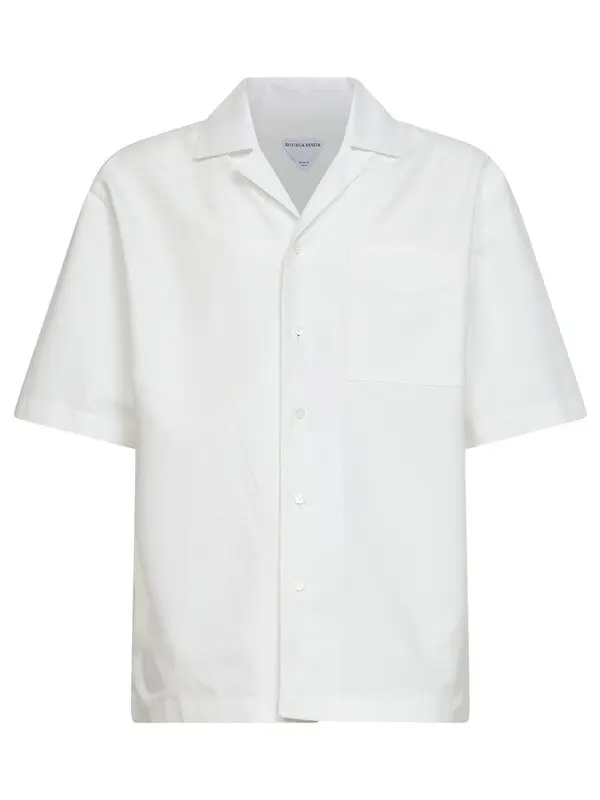 Bottega Veneta Short Sleeve Button-up Shirt With Chest Pocket Size - Bianco