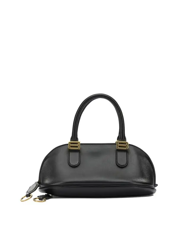 Balenciaga Mini Leather Bolero Top Handle Bag With B Logo Detail - Black
