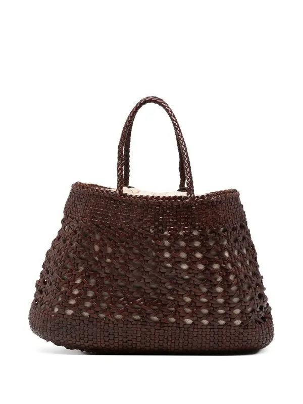 Dragon Diffusion Woven Leather Drawstring Bag - Brown