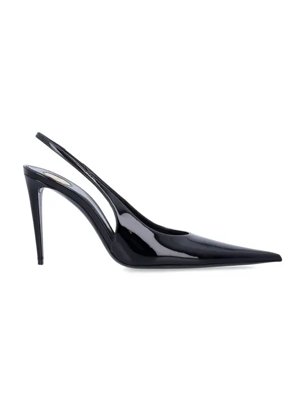 Saint Laurent Pointed Toe Stiletto Slingback Pumps - Black