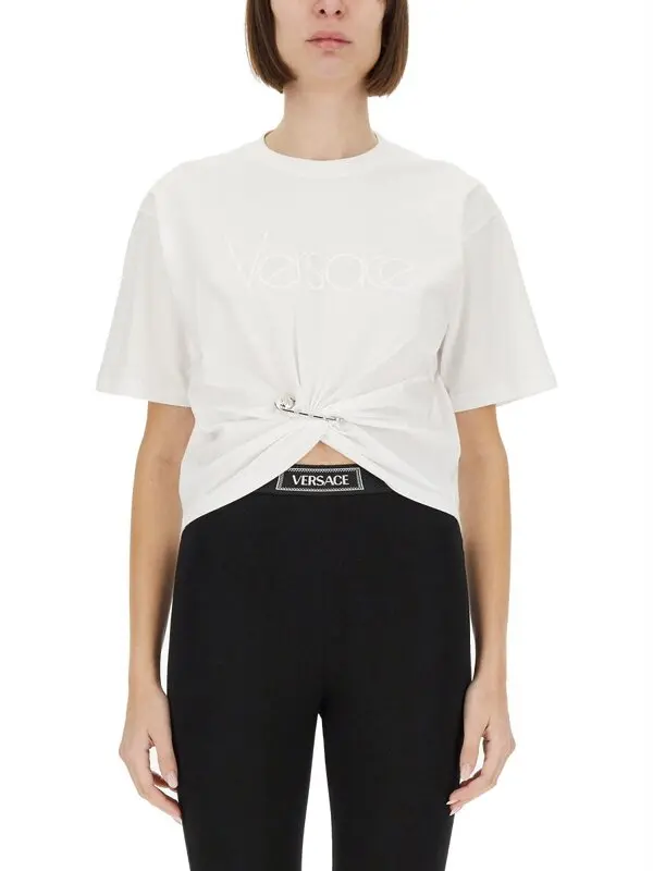 Versace Logo-embroidered T-shirt - White