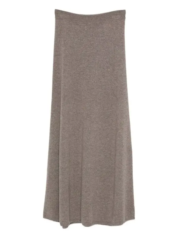 LISA YANG Ribbed A-line Midi Skirt With Sophisticated Waistband Size - Brown