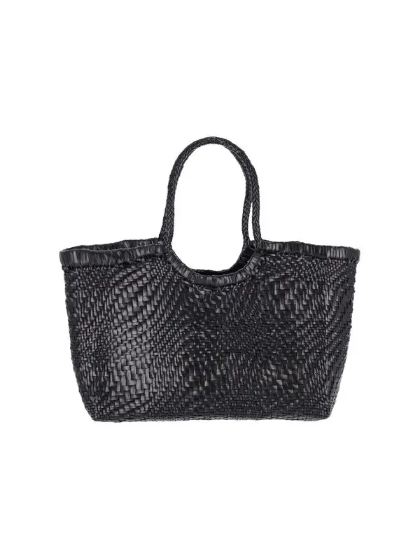 Dragon Diffusion Woven Leather Tote Bag - Black