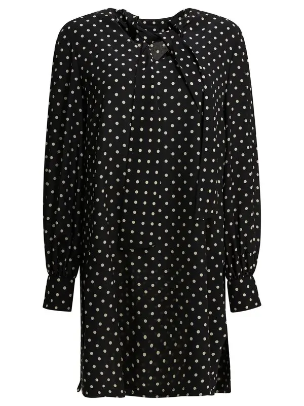 Valentino Garavani Mini Flared Dress With Long Sleeves And Knotted Bow - Black