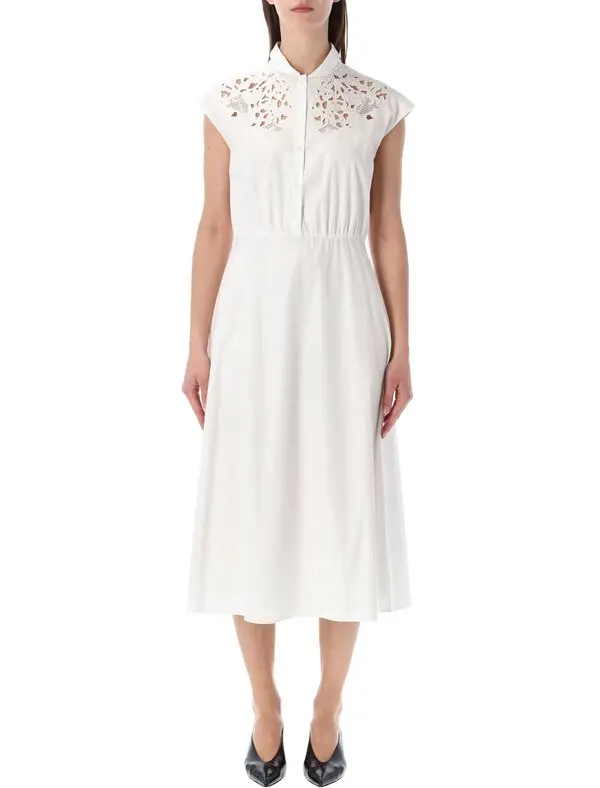 Valentino Garavani Midi Dress With Embroidered Bodice - White