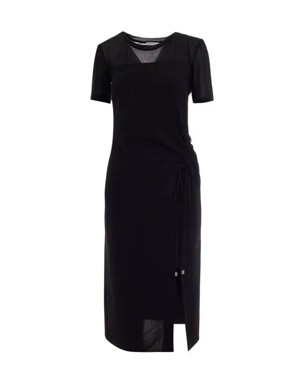 Patrizia Pepe Black Midi Dress With Ruched Detailing - Nero