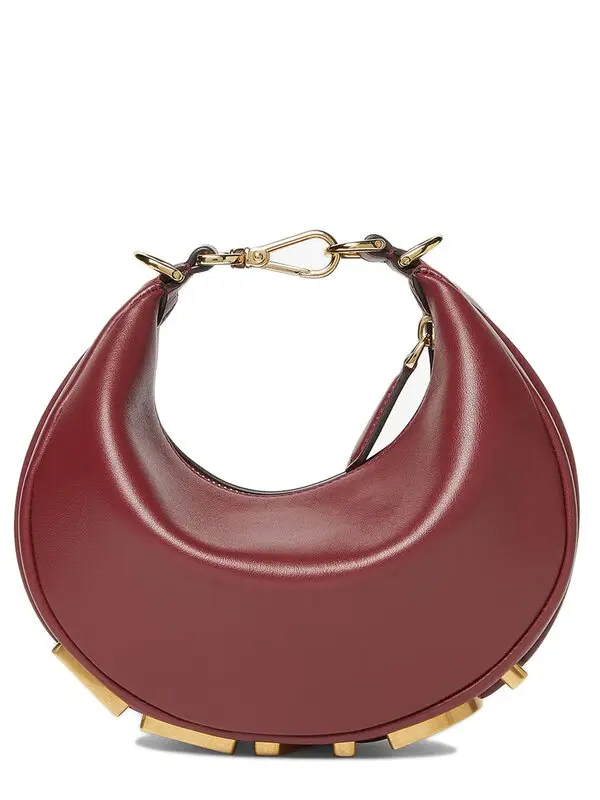 Fendi Mini Baguette Bag With Gold Lettering - Red