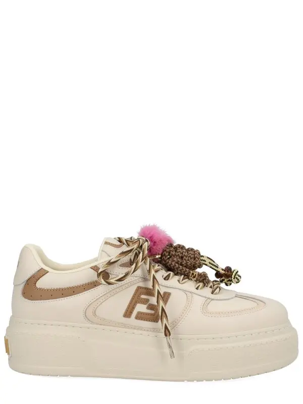 Fendi Leather Platform Lace-up Sneakers