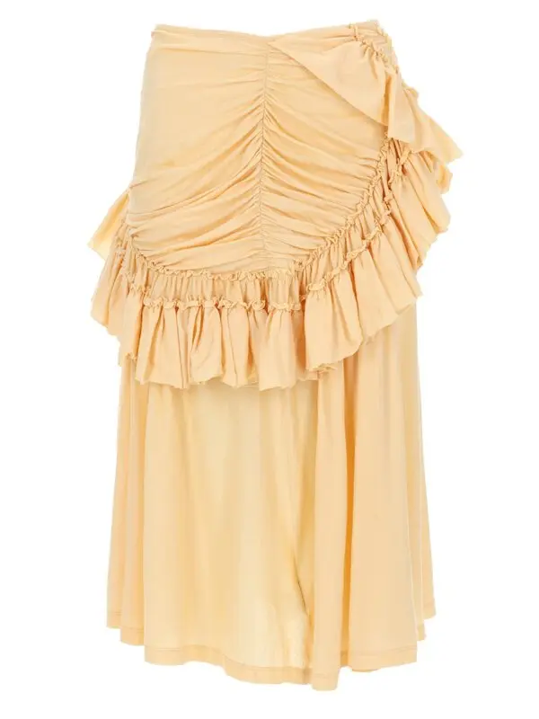 Dries Van Noten Ruched Ruffle Mini Skirt - Yellow