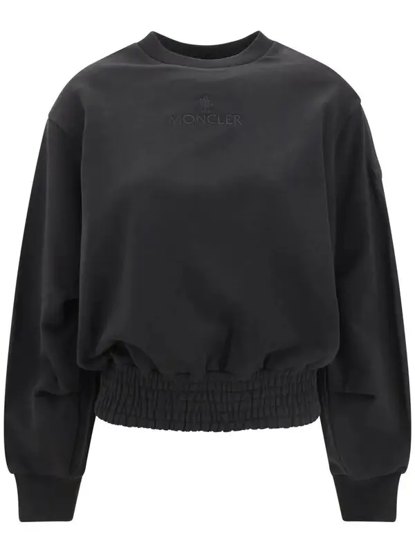 Moncler Cotton Oversized Sweatshirt With Logo Detail - Black
