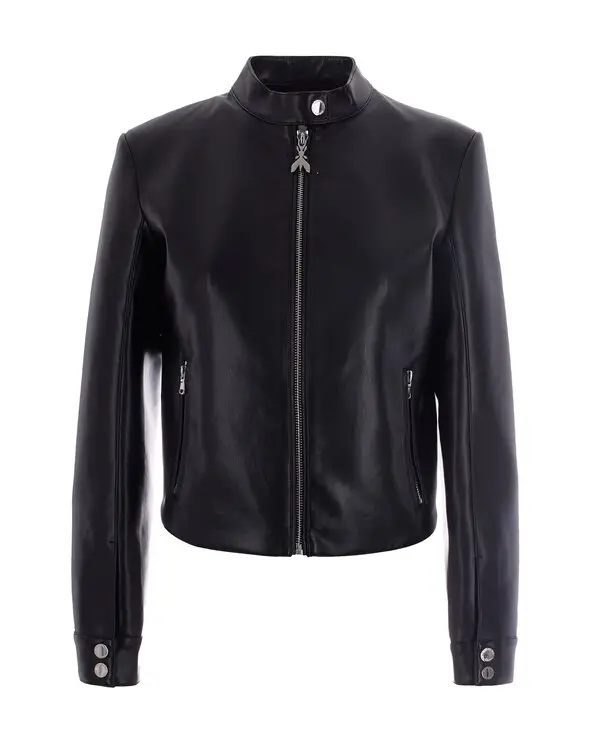 Patrizia Pepe Cropped Leather Jacket - Nero