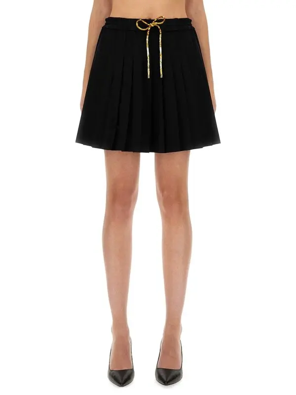 Versace Pleated Drawstring Mini Skirt - Black