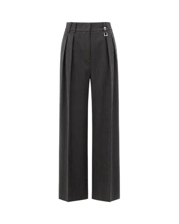 Patrizia Pepe High-waist Wide-leg Trousers - Herringbone Gray
