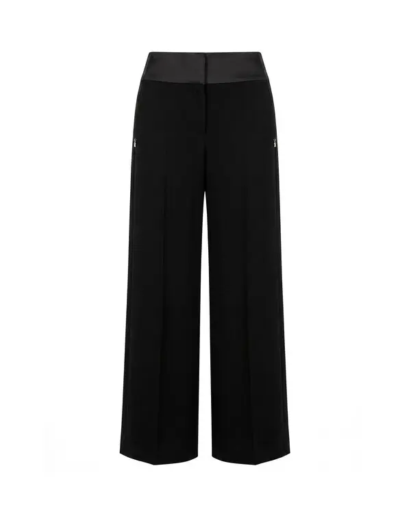 Patrizia Pepe High-waisted Wide-leg Trousers - Nero