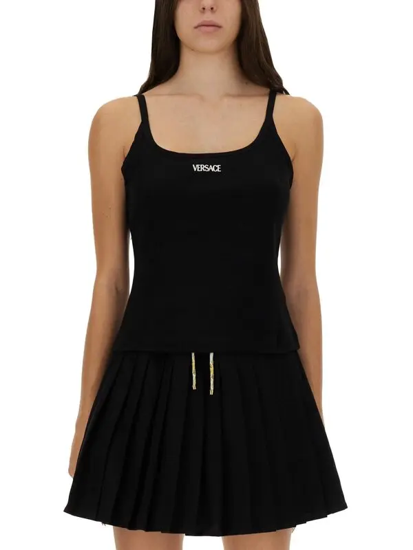 Versace Logo-embroidered Ribbed Top